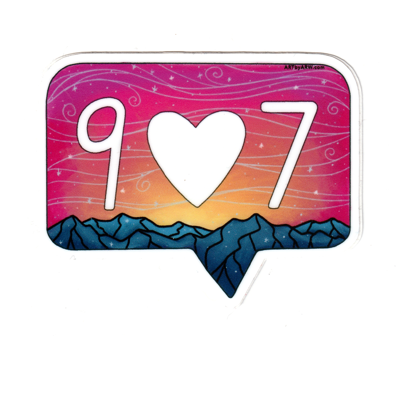 907 Love Mini Sticker | alaskandesigned