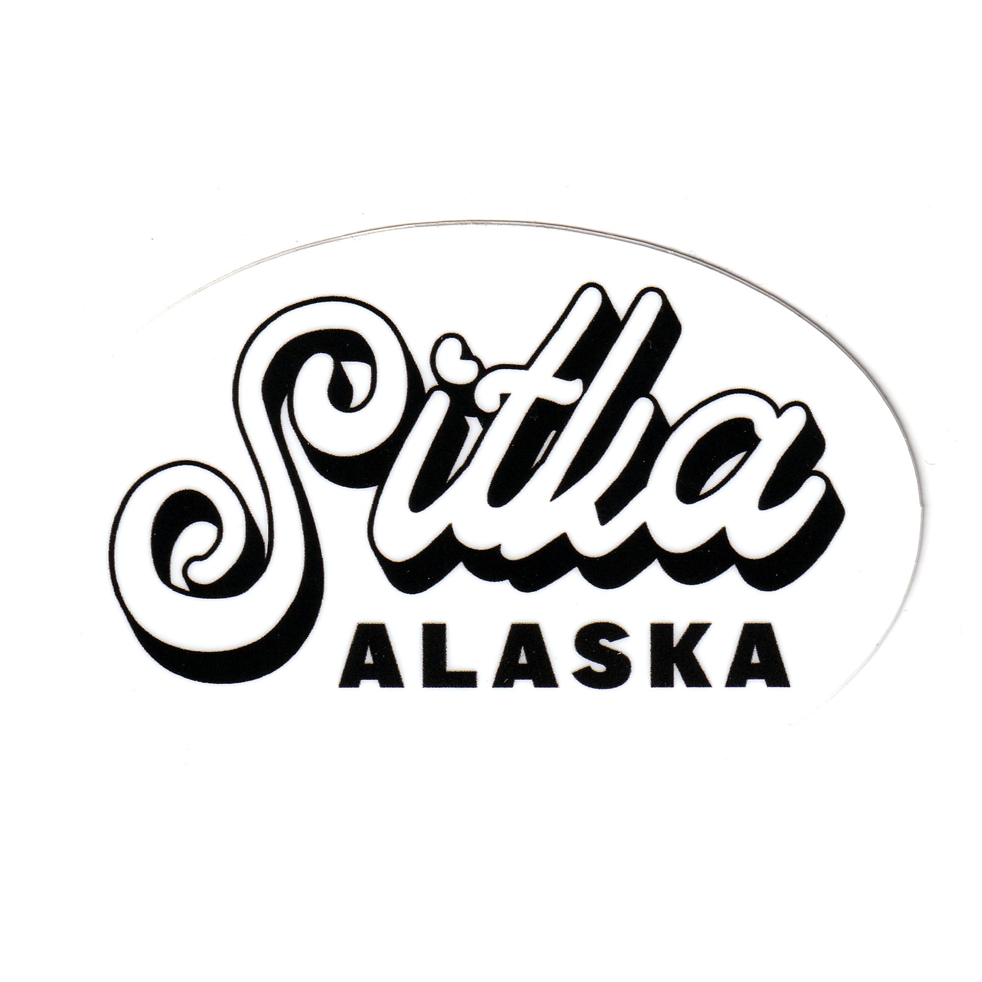 Oval Black and White Sitka Alaska Sticker | Alaskan Designed