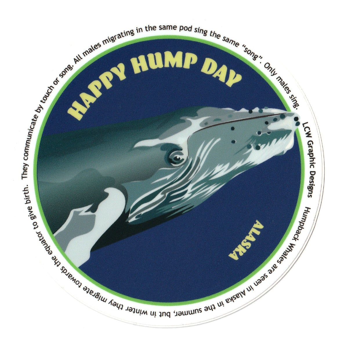 Humpback Whale-Happy Hump Day Sticker | alaskandesigned